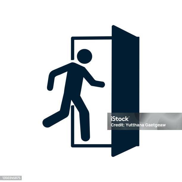 Sortie De Secours Panneau Dévacuation Sécurité Illustration Vectorielle