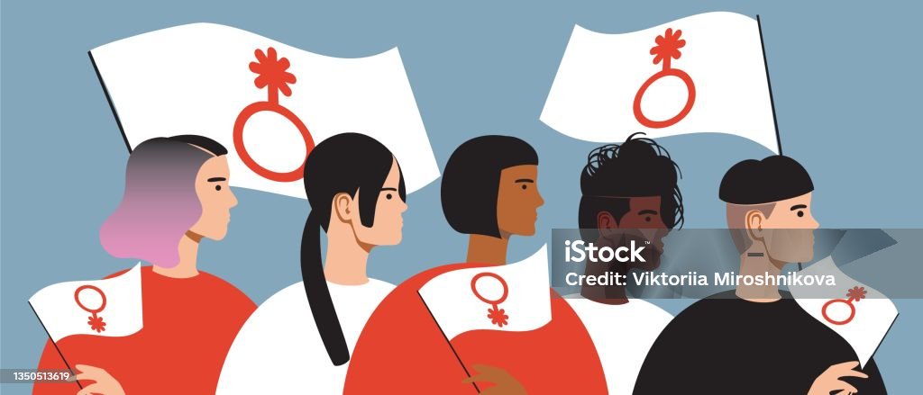 Genderqueer Symbol Nonbiner People With Flag Flat Vector Stock