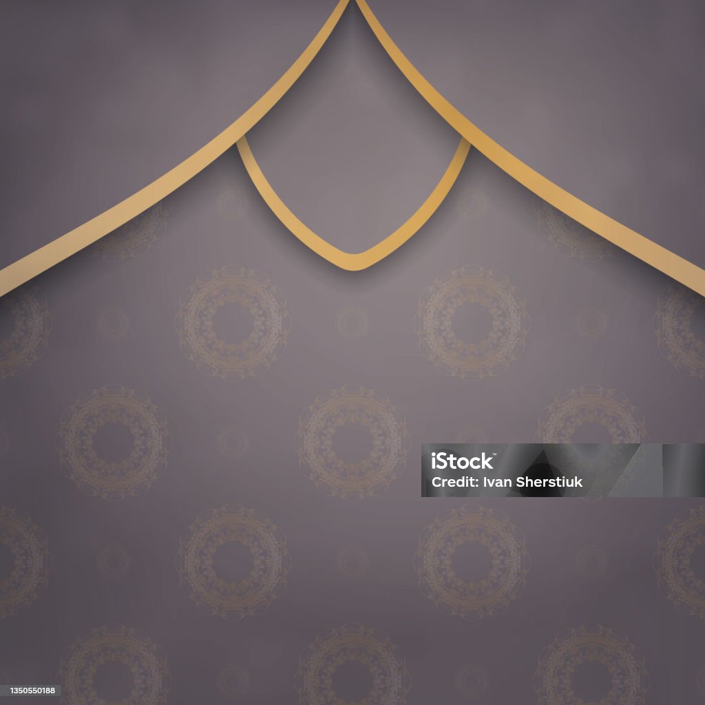 Brosur Template Dalam Warna Coklat Dengan Ornamen Emas Mewah Untuk