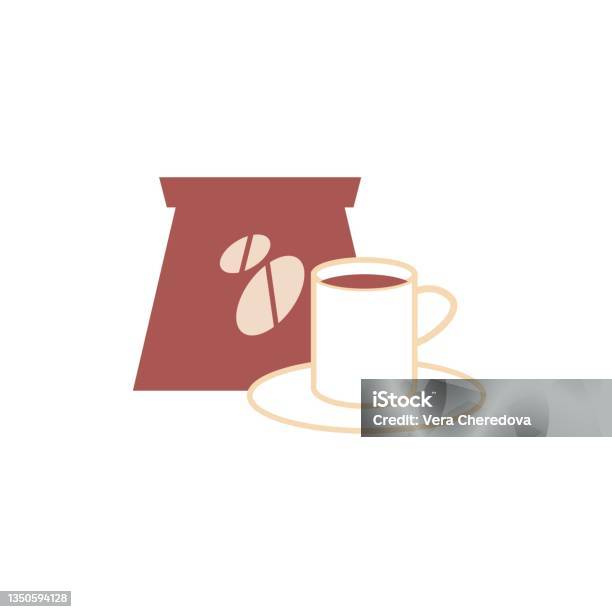 Secangkir Kopi Kartun Datar Diet Seimbang Makan Sehat Dan Konsep