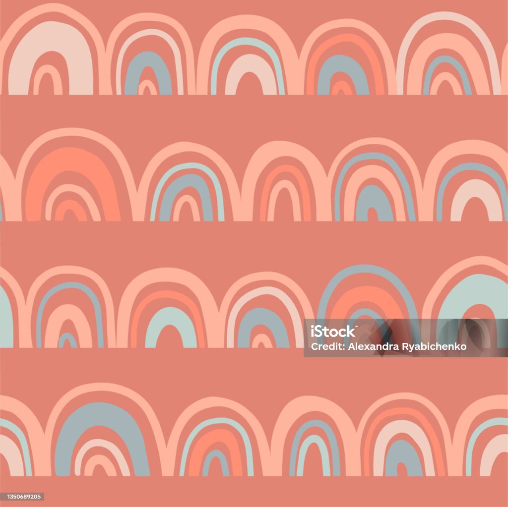 Boho Gaya Seamless Pattern Dengan Pelangi Dalam Gaya Doodle Dalam Palet ... Boho Gaya Seamless Pattern Dengan Pelangi Dalam Gaya Doodle Dalam Palet ...