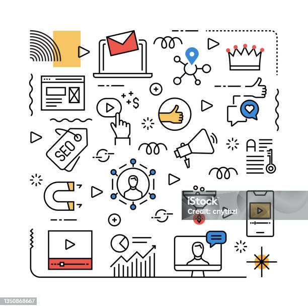 Elemen Desain Terkait Inbound Marketing Desain Pola Dengan Ikon