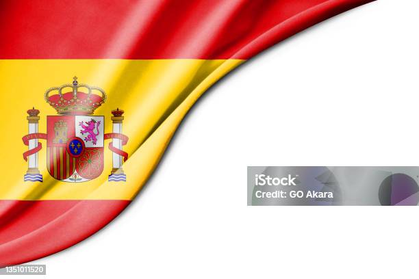 Bandera De España Ilustración 3d Con Espacio De Fondo En Blanco Para El