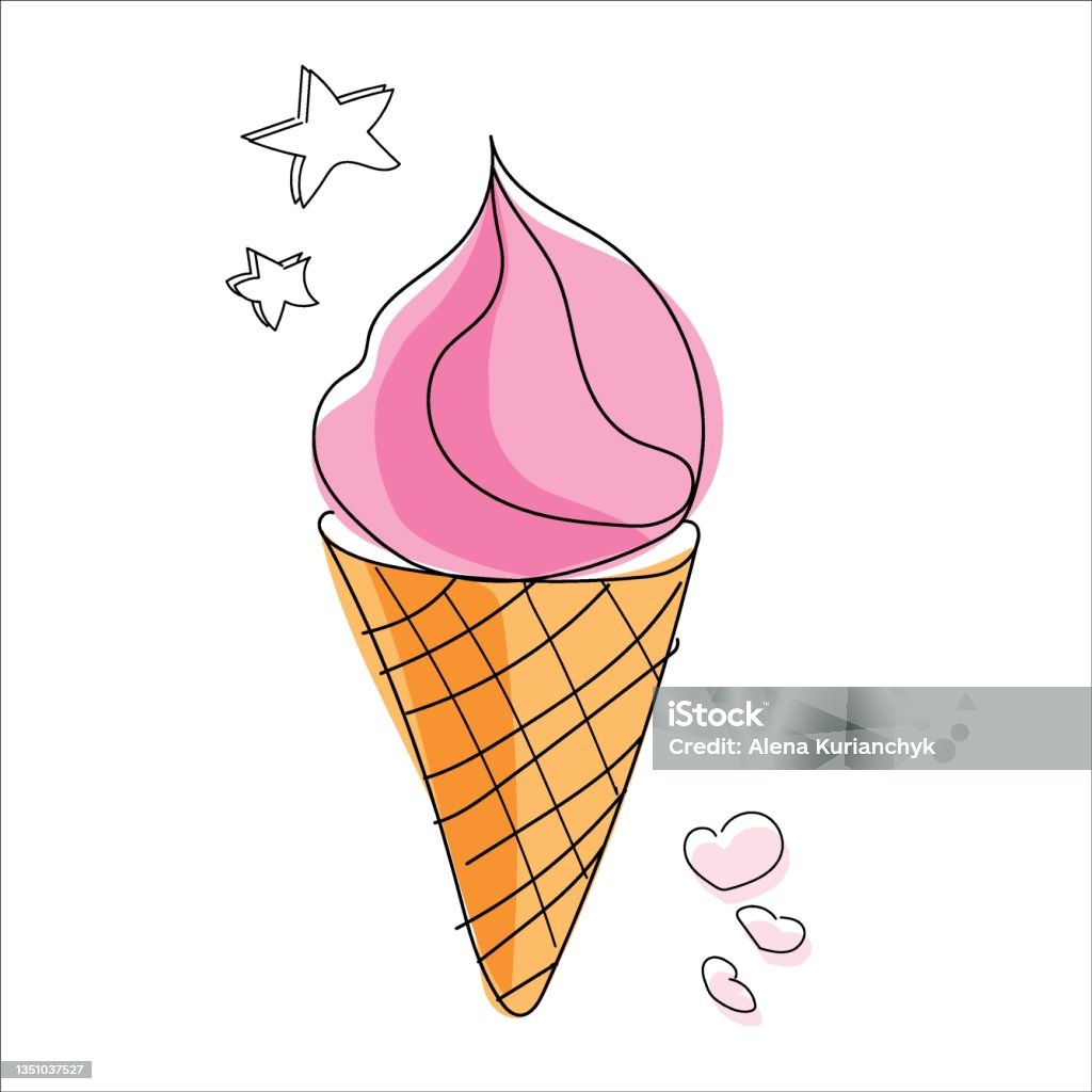 Ilustración De Cono De Helado En Una Taza De Gofre Imagen Vectorial Y