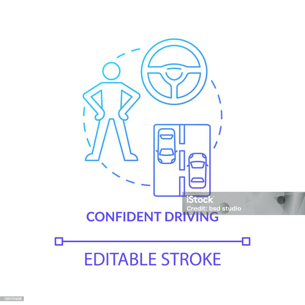 Vetores De Ícone Do Conceito De Gradiente Azul De Condução Confiante E