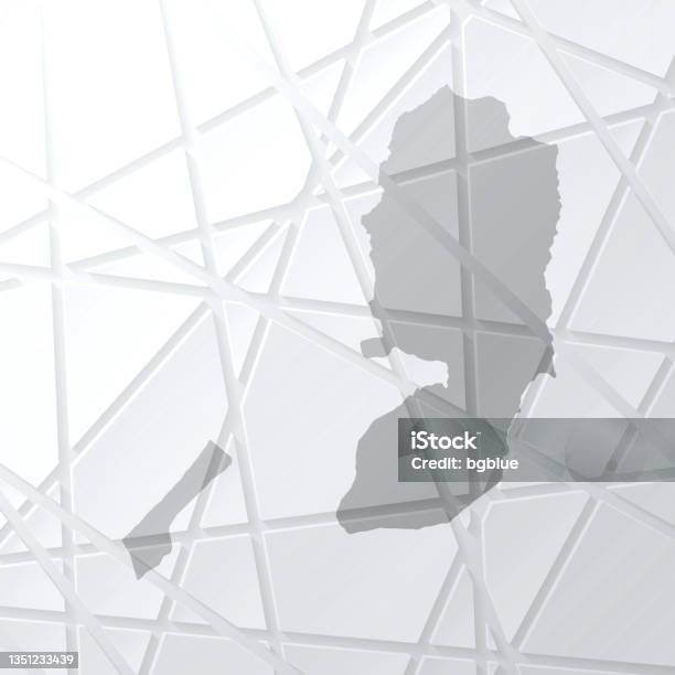 Palestinian Territories Map With Mesh Network On White Background Stock