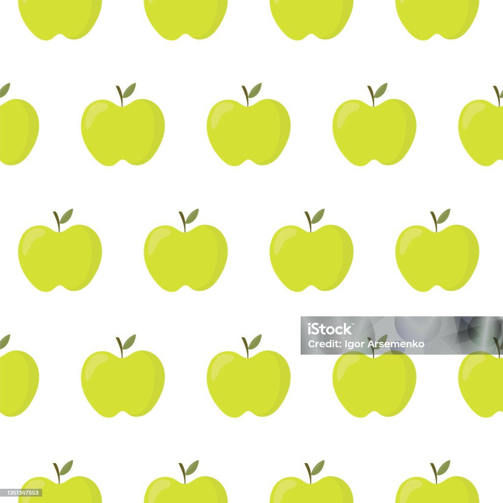 Apples Seamless Background Green Apples On A White Background Cute