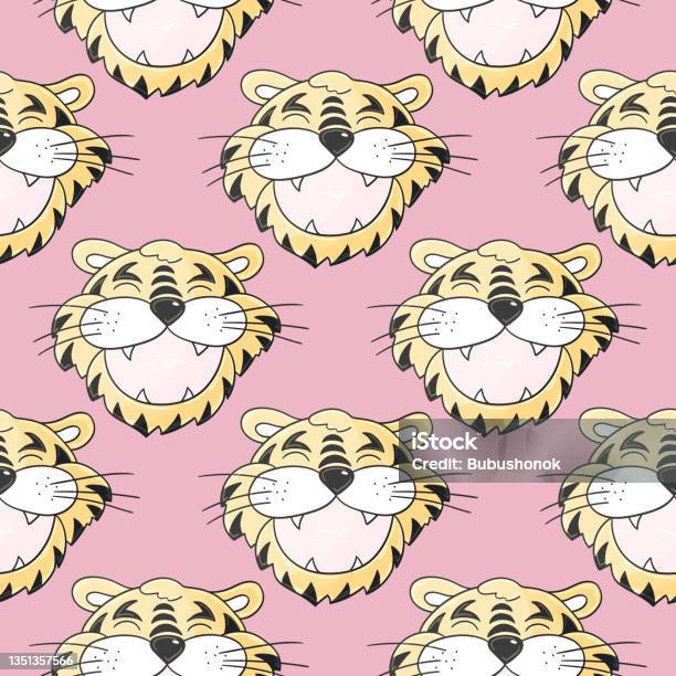 Simbol Tahun 2022 Ilustrasi Dengan Harimau Dalam Gaya Menggambar Tangan