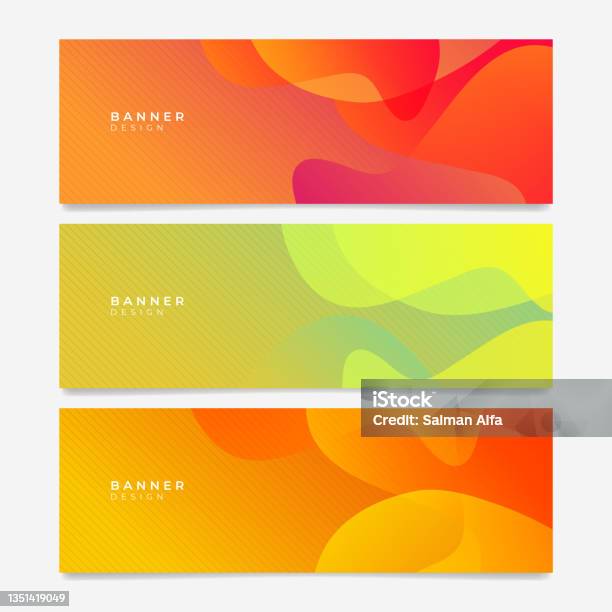 Abstrak Oranye Hijau Hijau Desain Spanduk Web Template Spanduk Web