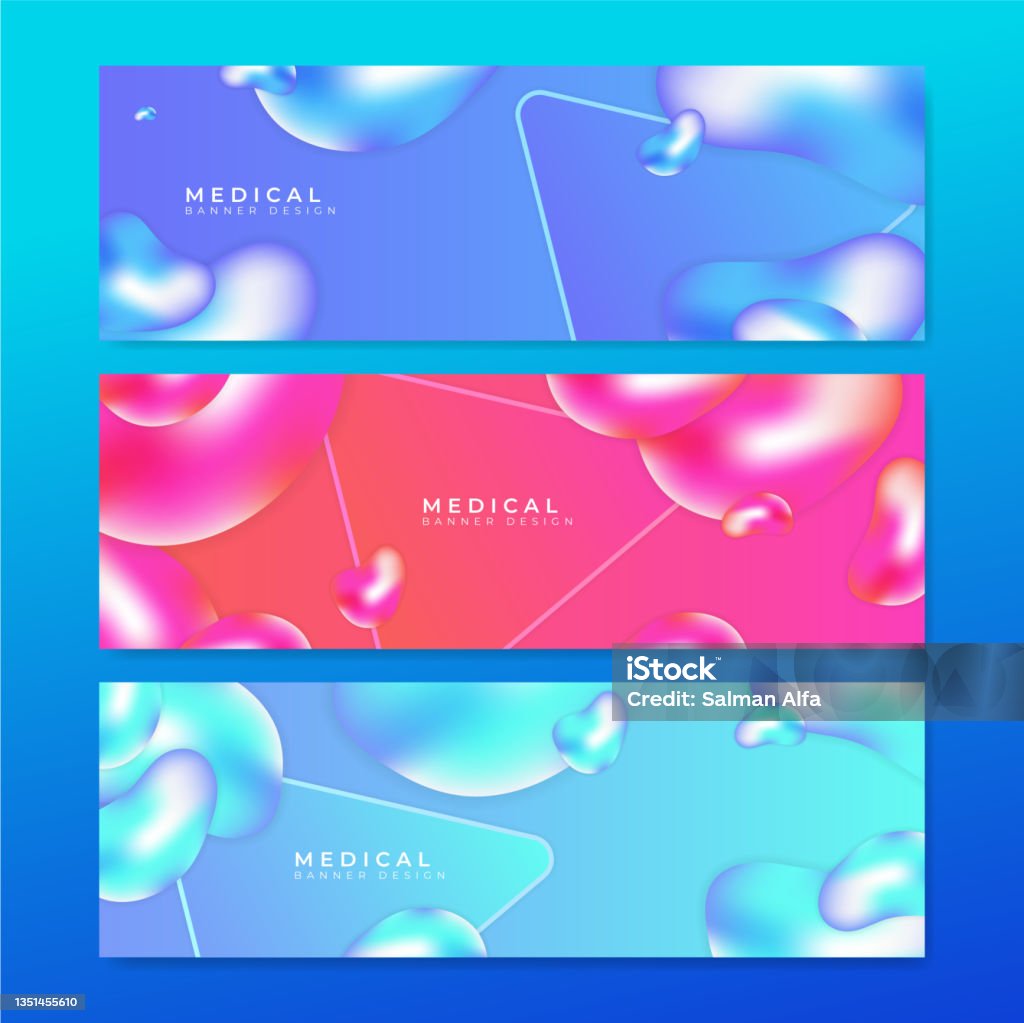 Banners Design Template And Headers For Site With Molecular Structures