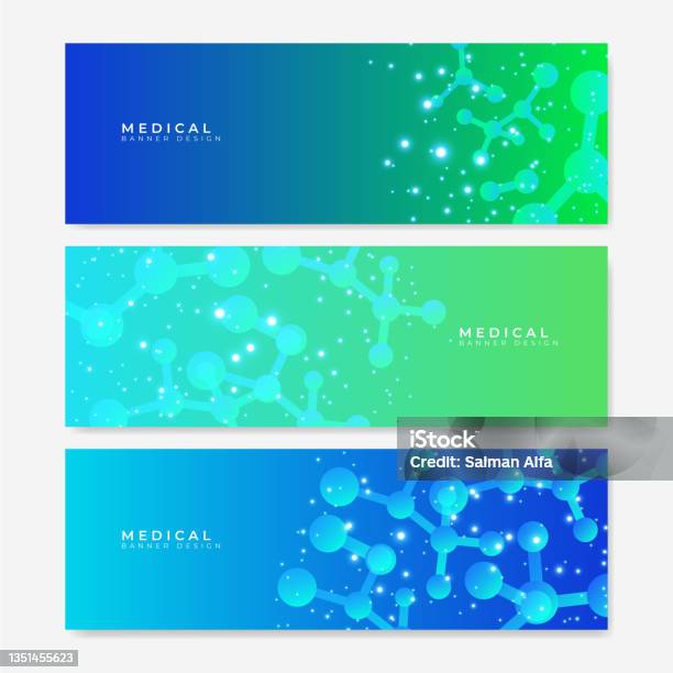 Template Desain Spanduk Dan Header Untuk Situs Dengan Struktur Molekul