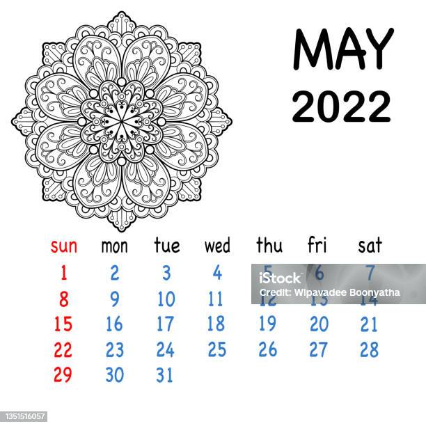Mei Kalender Bulanan Dalam Desain Dengan Mandala Untuk Tahun 2022 ... Mei Kalender Bulanan Dalam Desain Dengan Mandala Untuk Tahun 2022 ...