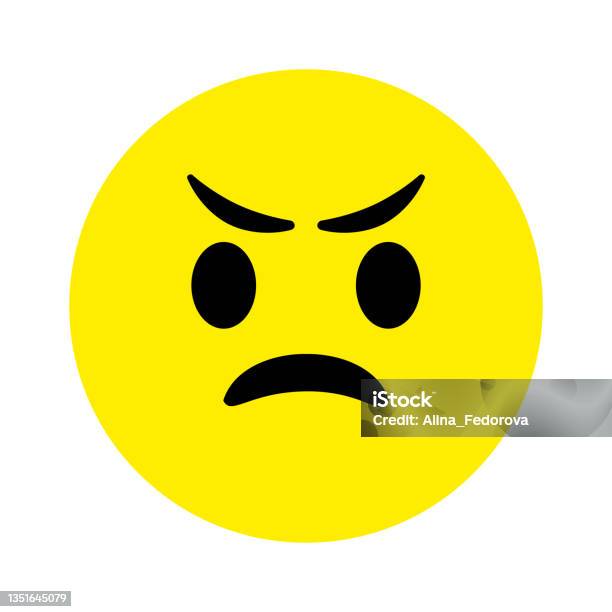 Visage Triste En Colère Vecteur Dicône Emoji Signe Démoticône Émotions