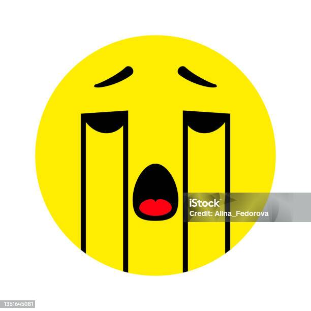 Pleurer Triste Visage Vecteur Dicône Emoji Signe Démoticône Émotions
