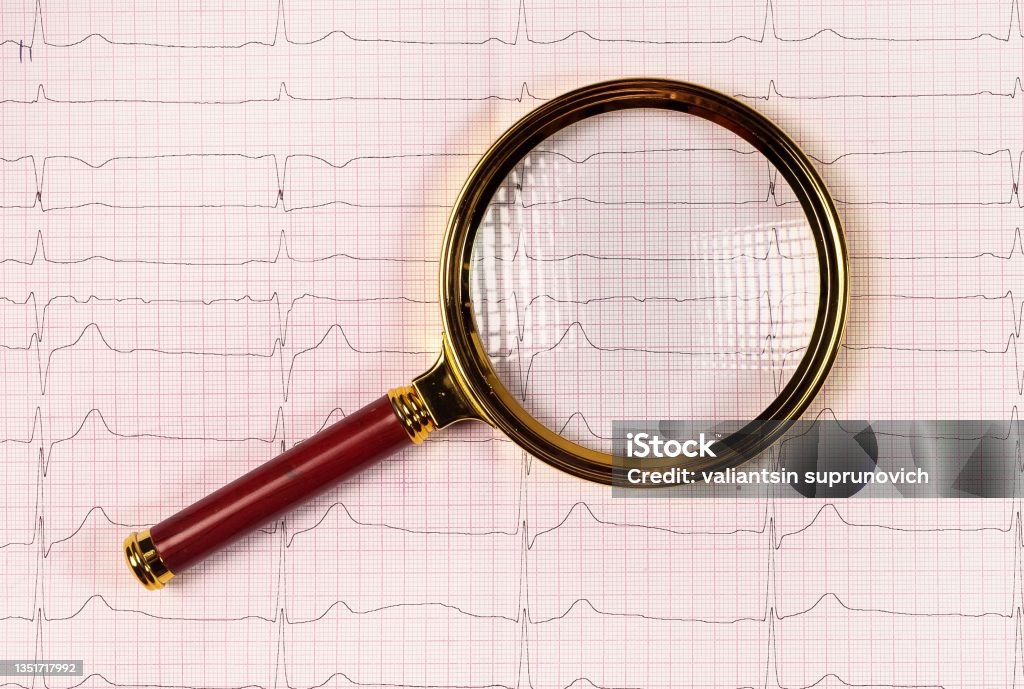Cardiogram Background Through Magnifying Glass Cardiology Research And