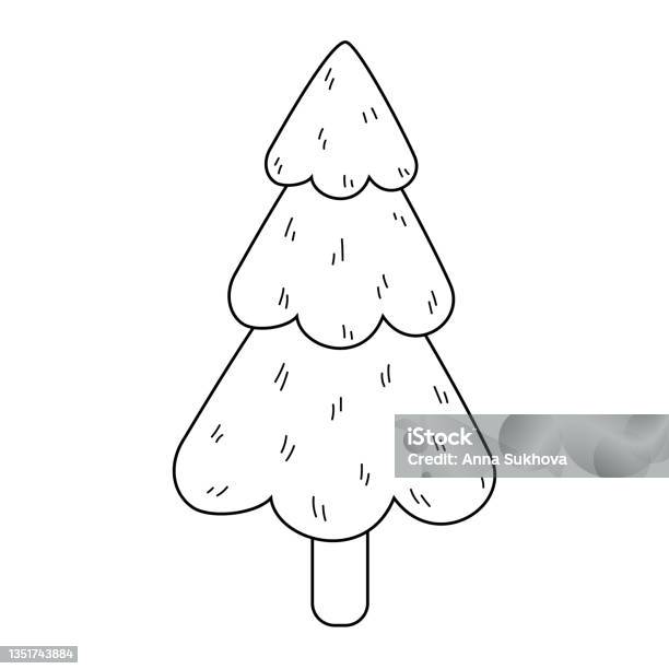 Gambar Hitam Putih Pohon Natal Coratcoret Pohon Bergaya Ilustrasi