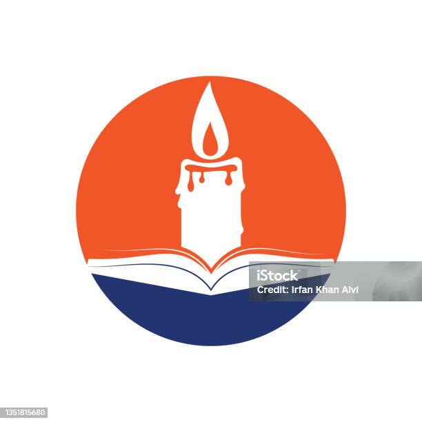 Buku Desain Logo Vektor Cahaya Template Desain Logo Vektor Buku Dan Lilin Ilustrasi Stok Unduh