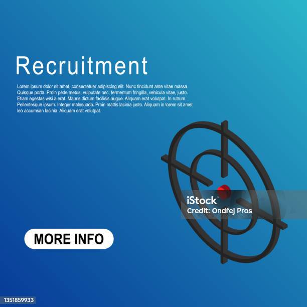 Ikon Vektor Templat Rekrutmen Isometrik Ilustrasi Target Modern Simbol