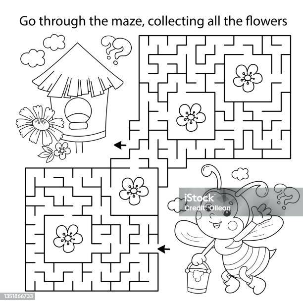 Labyrinthe Ou Jeu De Labyrinthe Puzzle Dessin À Colorier Contour De