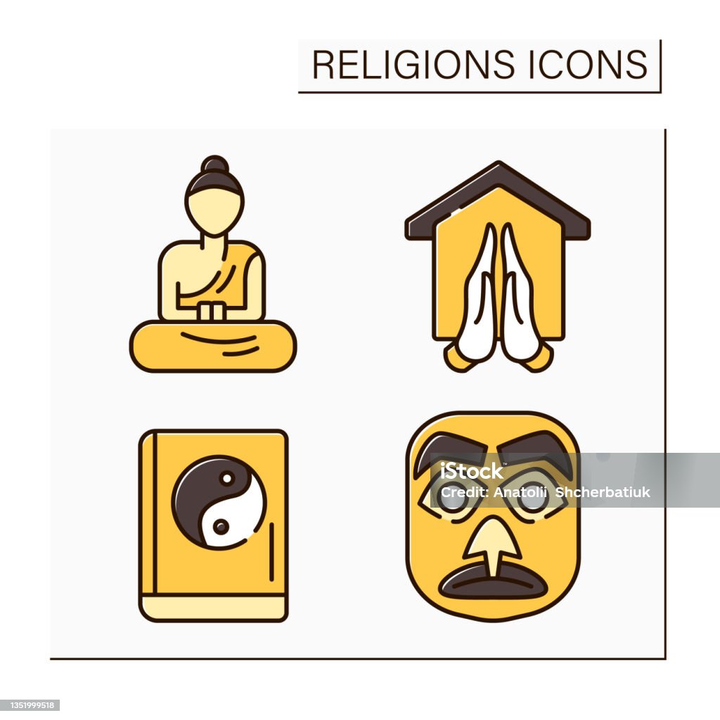 Religious Color Icons Set Stock Illustration Download Image Now Art