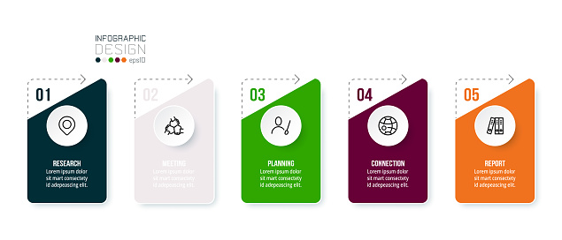 Template Infografis Bisnis Dengan Desain Langkah Atau Opsi Ilustrasi Stok Unduh Gambar