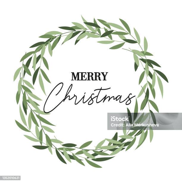 Karangan Bunga Natal Dengan Ilustrasi Vektor Khas Tipografi Huruf
