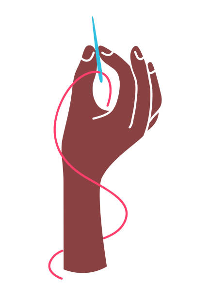 Woman Holding Sewing Needle Illustrations Royalty Free Vector Graphics