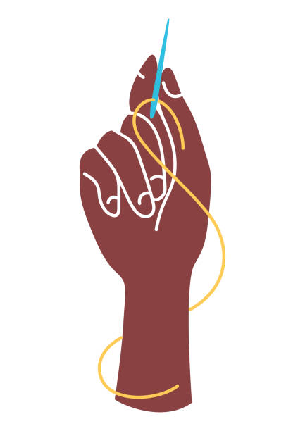 Woman Holding Sewing Needle Illustrations Royalty Free Vector Graphics