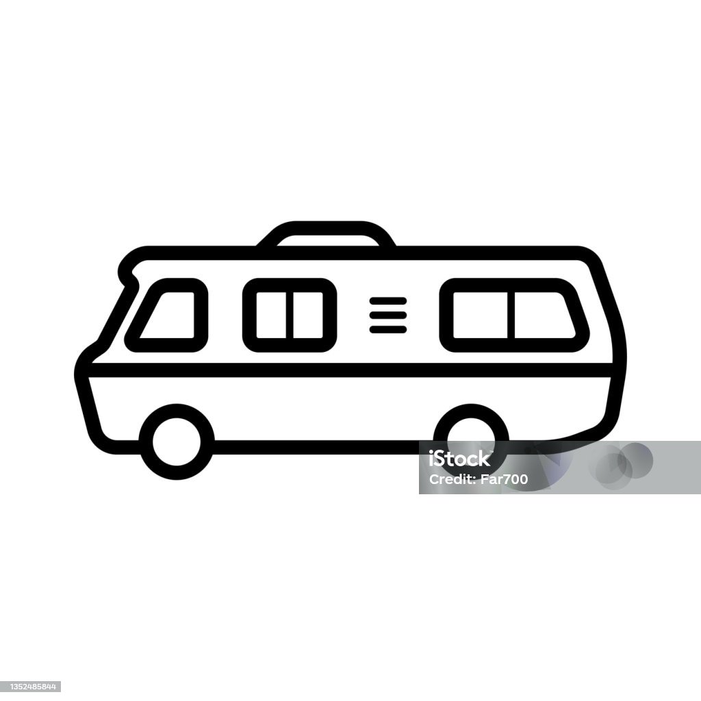 Icône De Campingcar Campingcar Caravane Silhouette Linéaire De Contour