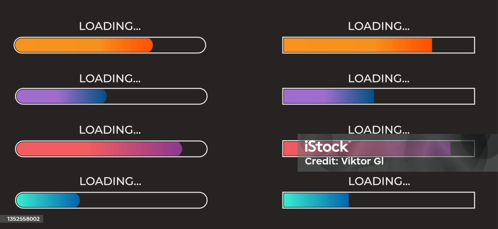 Loading Bar Set On Dark Backdrop Progress Visualization Color Gradient