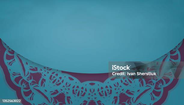Template Spanduk Pirus Dengan Ornamen Ungu Abstrak Untuk Desain Logo