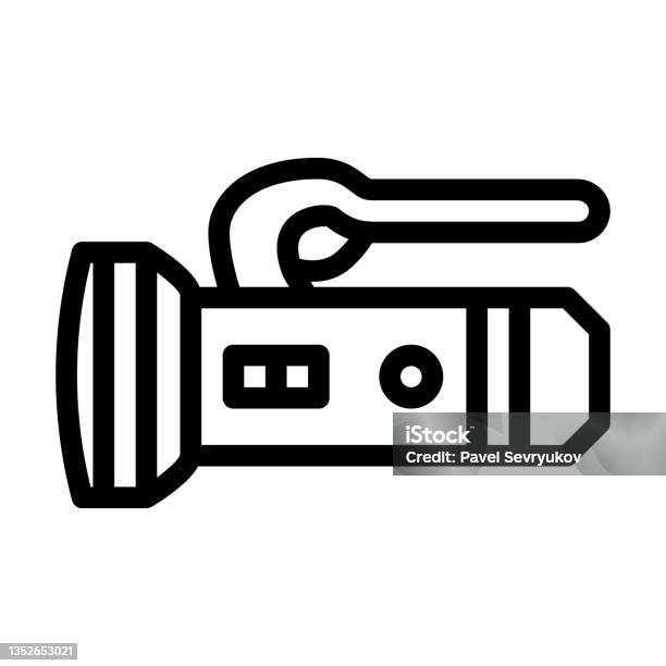 Lampe De Poche Plongeur Ligne Icône Icône Illustration Vectorielle