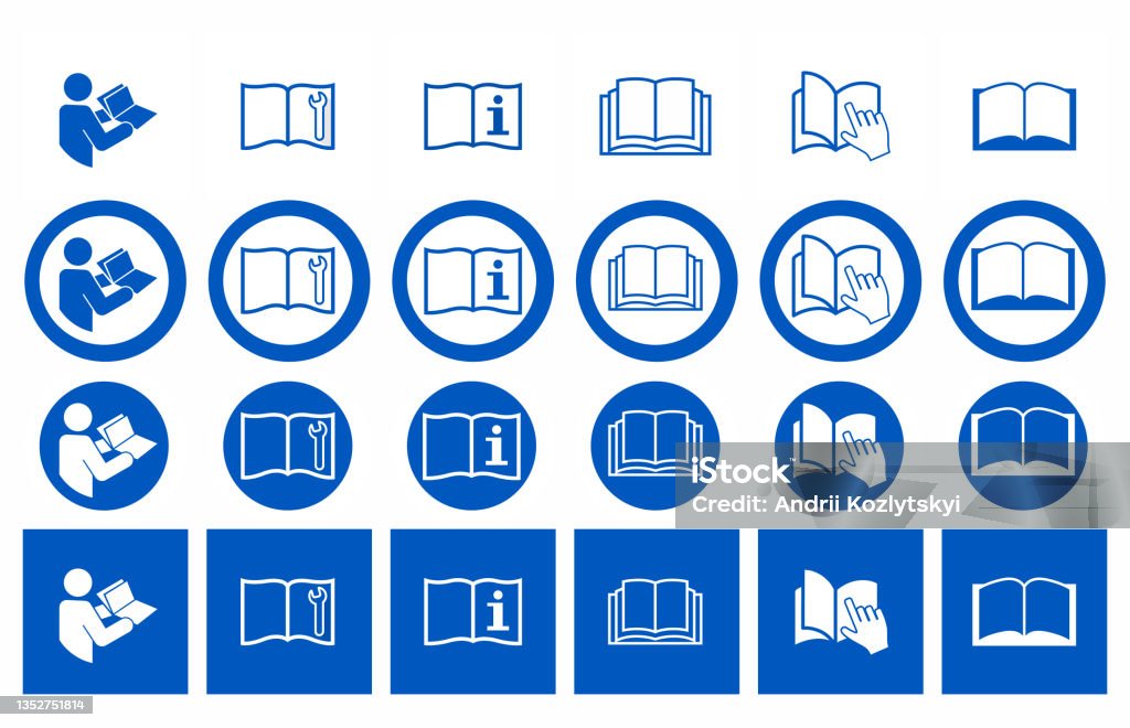 Ensemble De Symboles De Livre Manuel Avec La Main Lire Avant