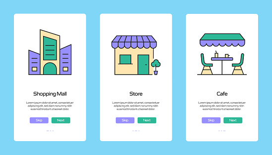 Écran De Page De Lapplication Mobile City Life Concept Onboarding Avec