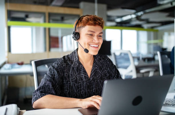 Free Stock Photo of Young man customer service agent with headset ...