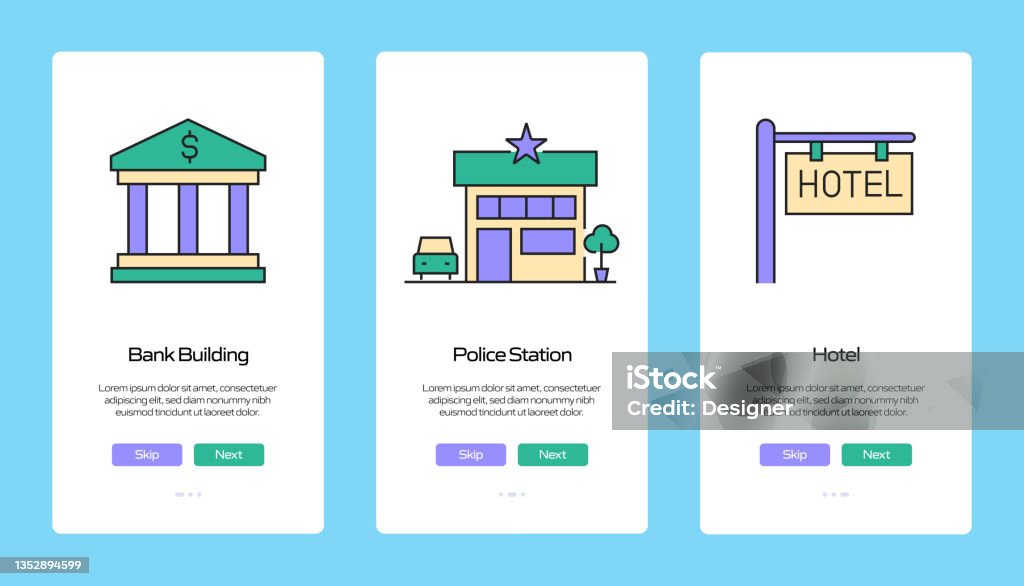 City Life Concept Onboarding Mobile App Page Screen With Line Icons Ux