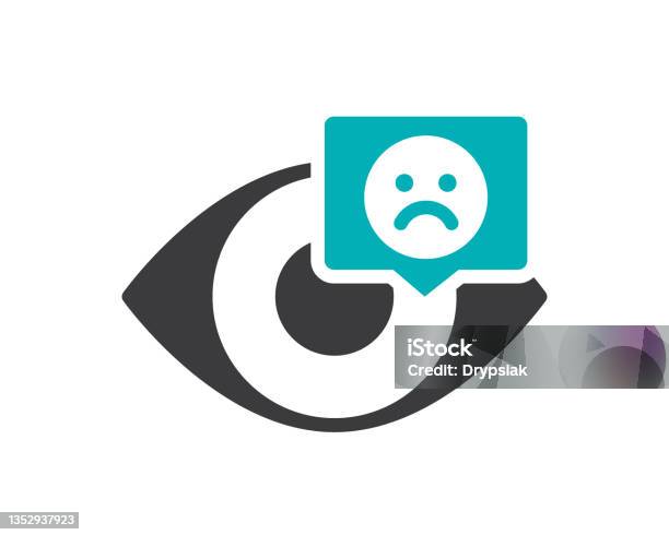 Œil Humain Avec Un Visage Triste Dans Licône De Couleur Bulle De Chat