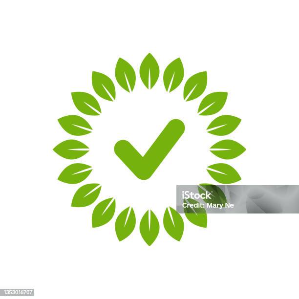 Icône De Sceau Valide Cercle Vert Avec Des Feuilles De Laurier Et De