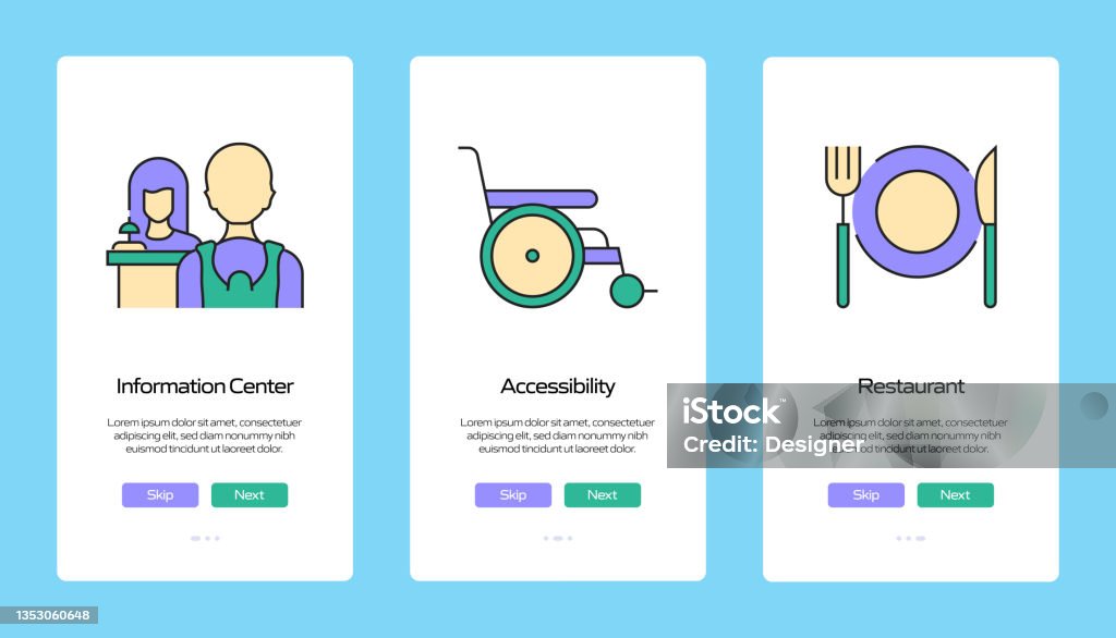 City Life Concept Onboarding Mobile App Page Screen With Line Icons Ux