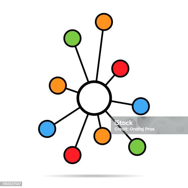 Icône De Réseau Plat Hub Symbole Vectoriel De Structure De Connexion