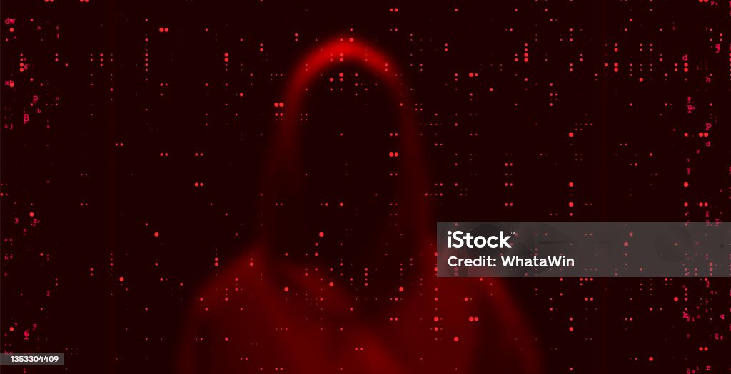 Computer Hacker On Abstract Binary Code Background Hacking Concept