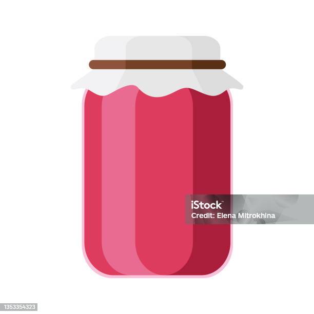 Ikon Stoples Selai Botol Kaca Dengan Raspberry Stroberi Atau Selai