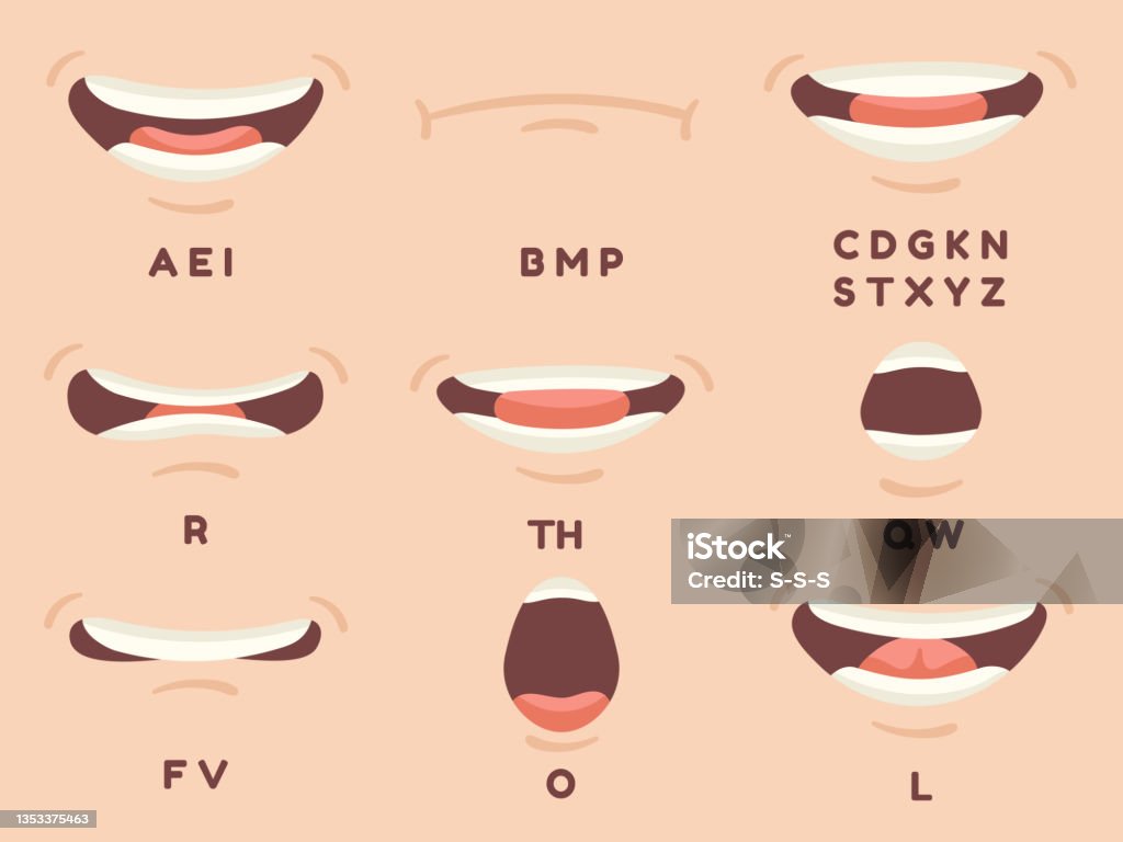 Berbicara Animasi Mulut Kartun Bicara Lip Expersions Gerakan Sinkronisasi Aksen Dan Pengucapan