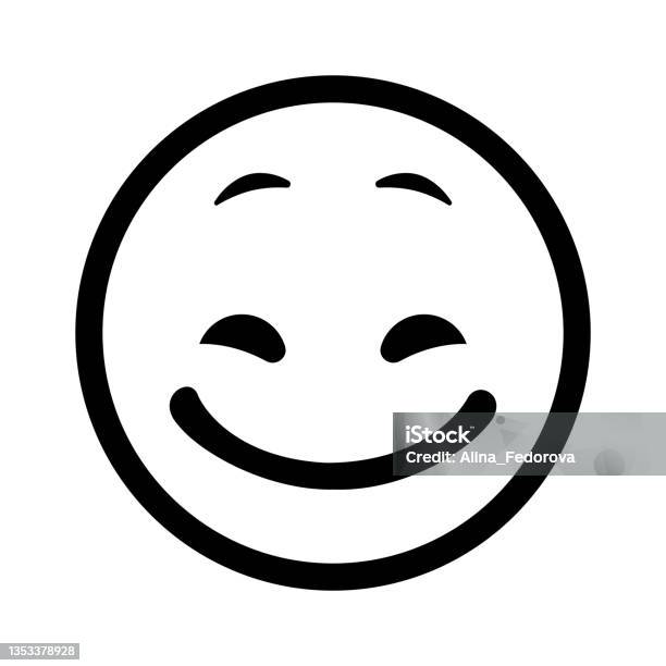 Visage Souriant Vecteur Dicône Emoji Signe Démoticône Émotions