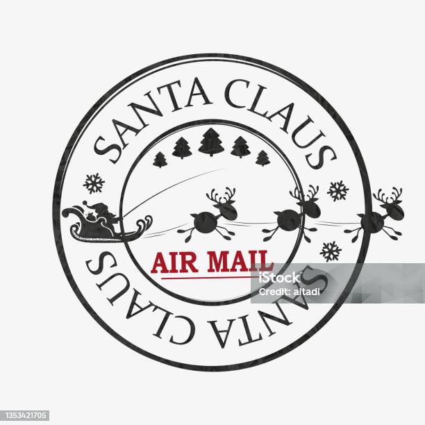 Natal Bulat Cetak Dengan Santa Claus Dengan Rusa Muda Surat Udara ... Natal Bulat Cetak Dengan Santa Claus Dengan Rusa Muda Surat Udara ...