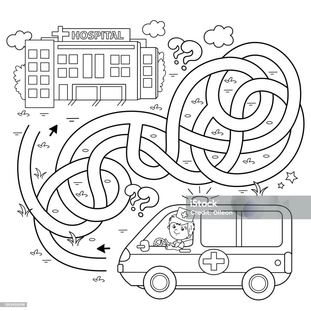 Labyrinthe Ou Jeu De Labyrinthe Puzzle Route Enchevêtrée Coloriage