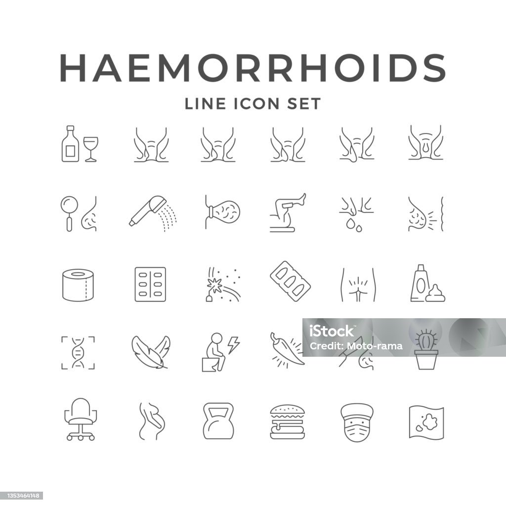 Set Line Icons Of Hemorrhoid Stock Illustration Download Image Now