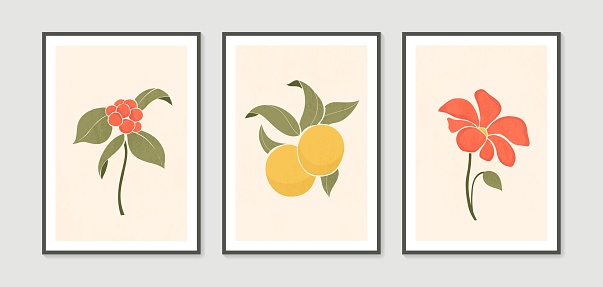 Ensemble De Vecteurs Dart Mural Botanique Art Mural Minimal Et Naturel