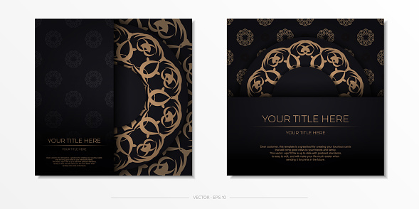 Template Persegi Untuk Cetak Desain Kartu Pos Warna Hitam Dengan