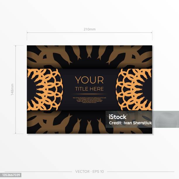 Template Vektor Bergaya Untuk Kartu Pos Desain Cetak Dalam Warna Hitam